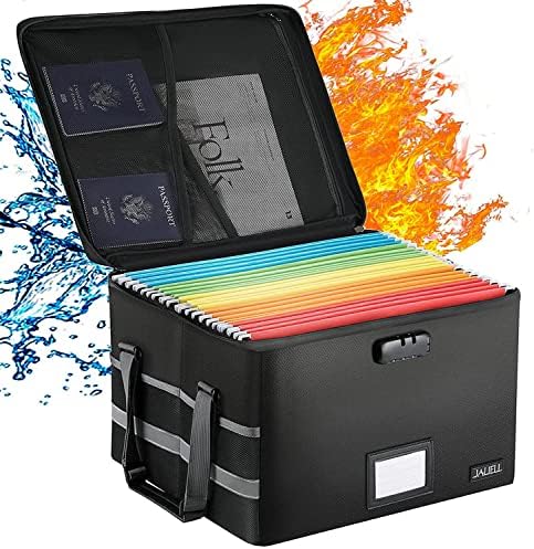 JALIELL Upgraded File Box with Lock, Fireproof Document File Organizer ...