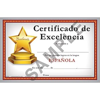 Amazon.com : Spanish Certificate of Excellence : Office Products