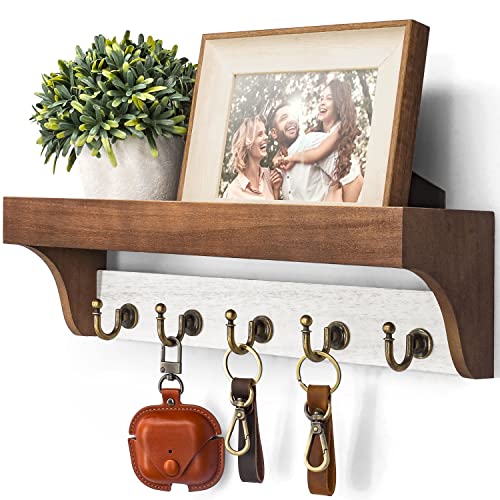 Rebee Vision Key Holder for Wall with Shelf - Farmhouse 2-Color Key ...