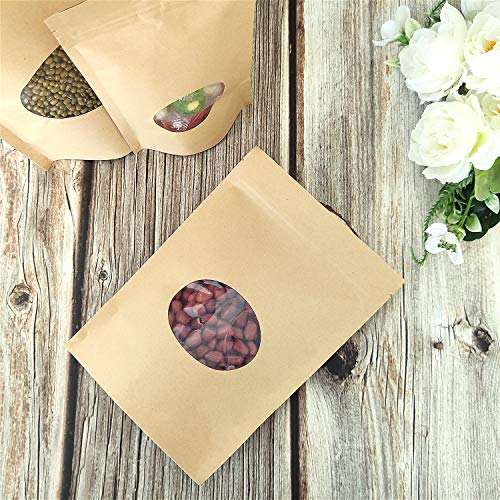 SumDirect Kraft Paper Bags Zip Lock Stand-up Reusable Sealing Food ...