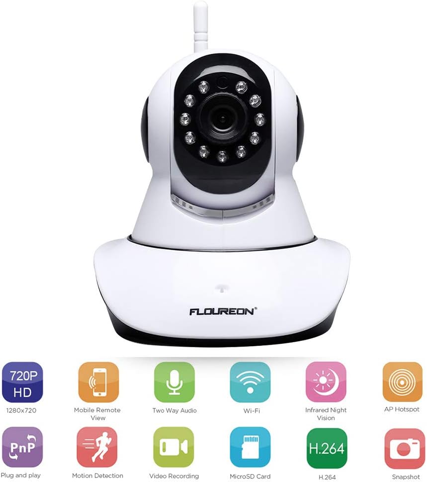 FLOUREON WIFI IP Camera 720P Wireless Home Security Camera for Baby ...