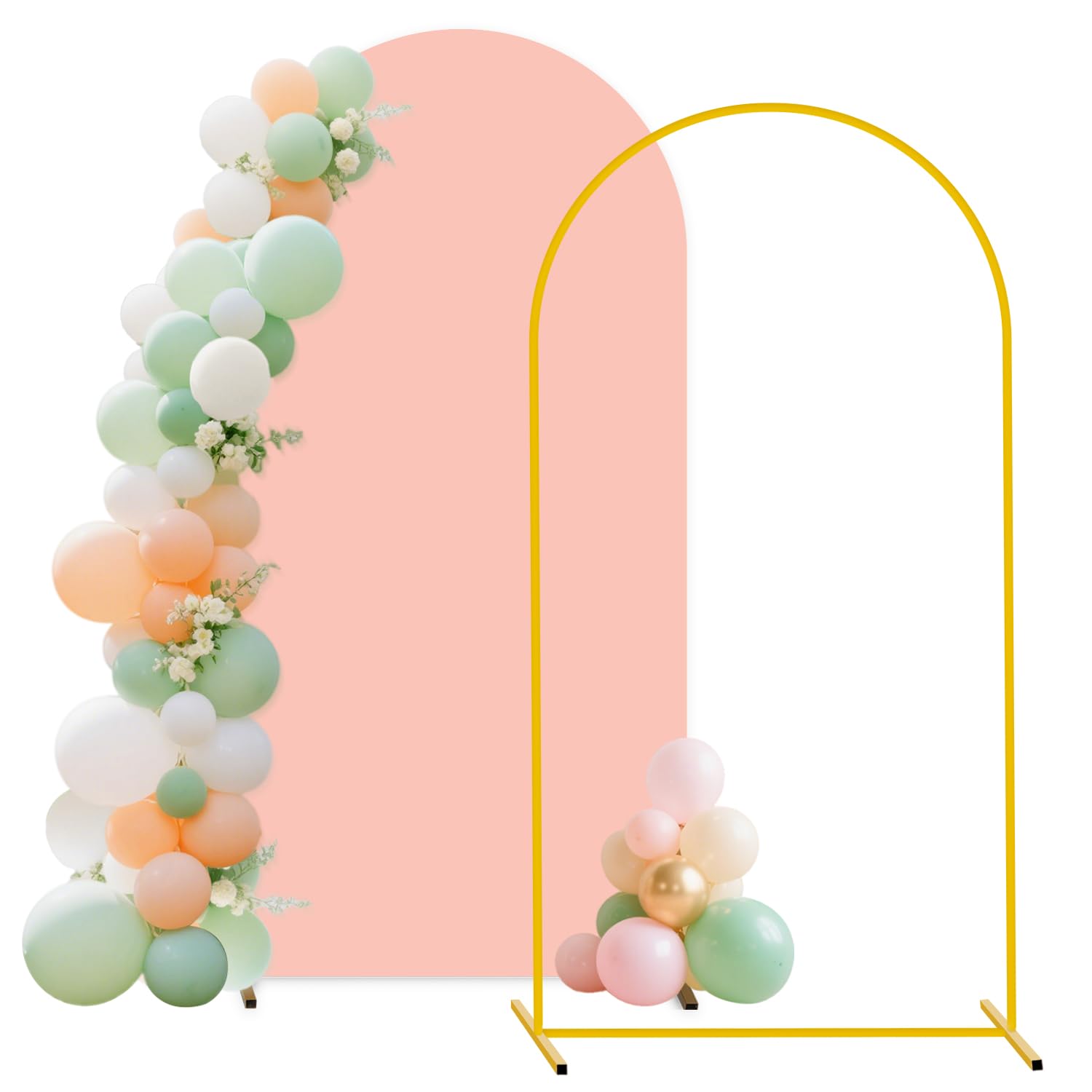 FUHSY 7.2 FT Metal Arch Backdrop Stand and Arch Cover Set Wedding ...