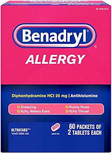 Benadryl Allergy 60 Packs of 2 Tablets Dispenser Box Single Dose ...