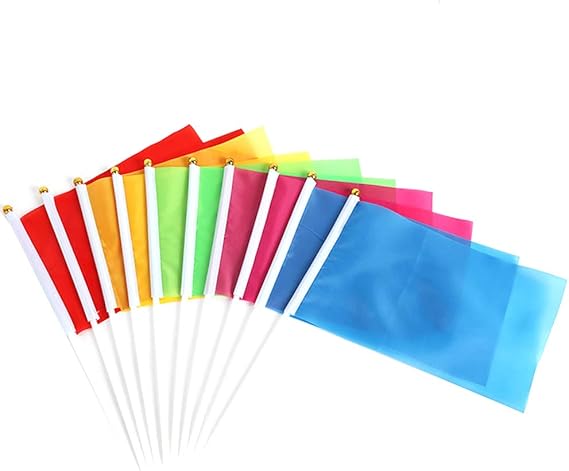 Toyvian 50pcs Solid Flag Small DIY Mini Flags On Stick Handheld Party ...