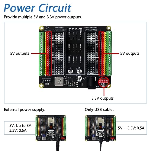 Freenove Breakout Board For ESP32 / ESP32-S3 WROVER WROOM, Terminal Block Shield With Pin Header ...