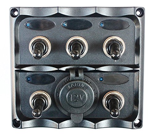 Bandc Marine Grade Boat 5 Way Toggle Switch Panel with 12v Power Outlet ...
