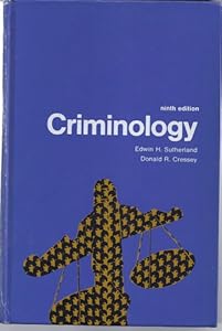 Criminology book by Sutherland Edwin Hardin