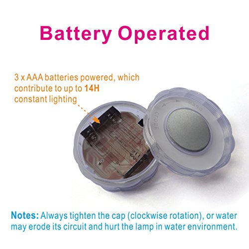 Durawell Color Changing Submersible LED Lights, 13 Colors 4 Modes Battery Powered Underwater LED ...