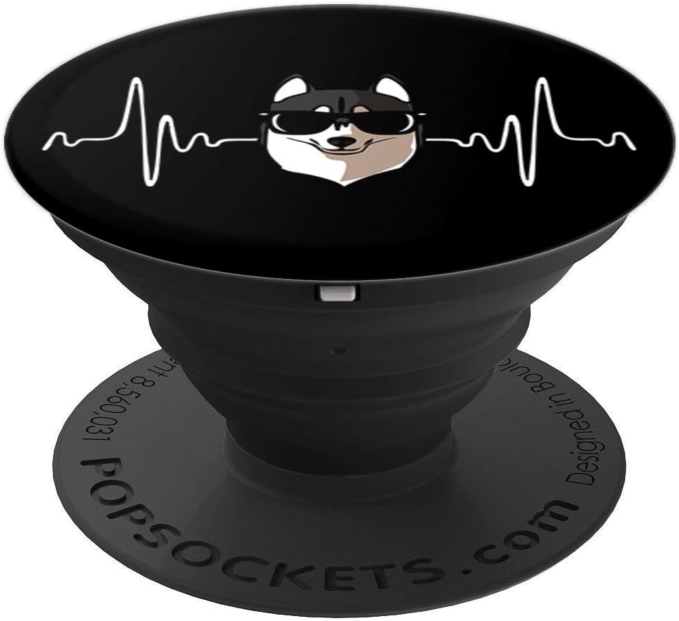 Latido del perro Husky siberiano EKG Negro PopSockets Agarre y Soporte ...