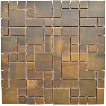 Amazon.com: Medium Square Antique Copper Mosaic Tile - Kitchen ...