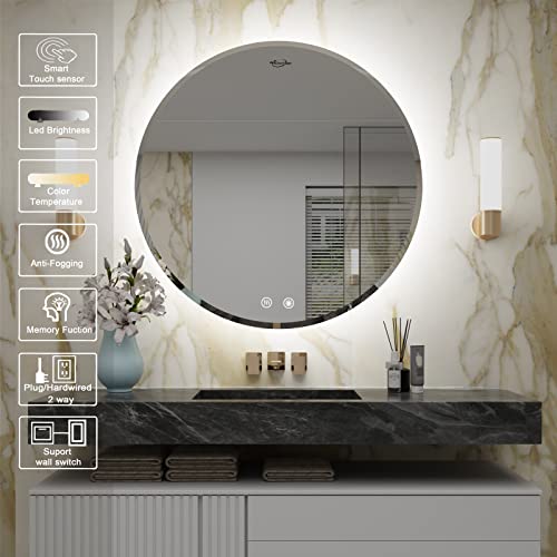 Mua Led Bathroom Mirror with Lights 32" Anti Fog Smart Round Wall ...