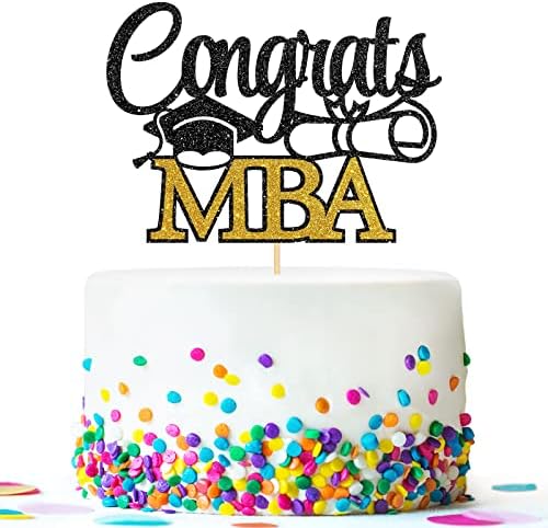 Congrats MBA Cake Topper, Class Of 2022 Graduation Party Decor, Glitter ...