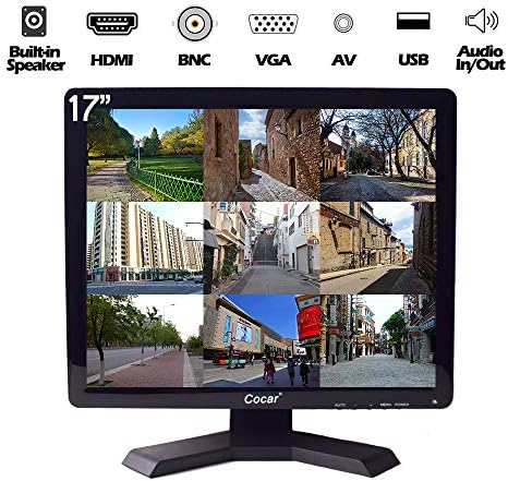 17 inch CCTV Monitor with VGA HDMI AV BNC Audio in/Out Ports, Built-in ...