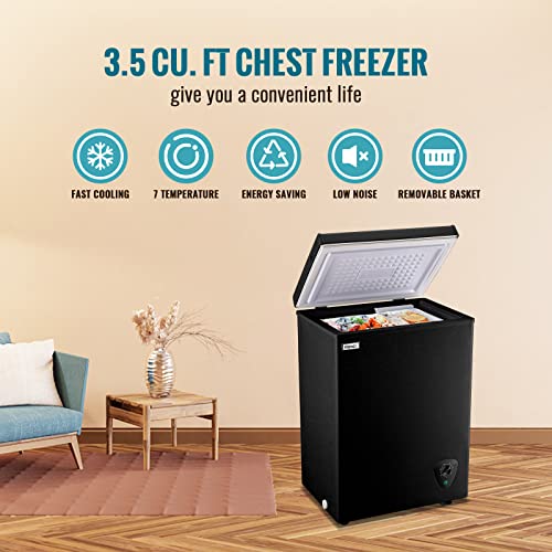 Deep Freezer Small Chest Freezer 3.5 Cu.Ft Mini Chest Freezer with 7 ...