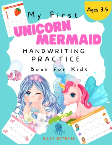My First Unicorns Mermaids Handwriting Practice Book for Kids: Learn to ...