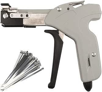Stainless Steel Cable Tie Gun, Professional Zip Tie Gun Set with 100 ...