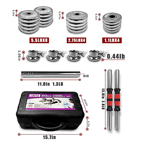 Adjustable Dumbbells Set 44 LB / 66 LB / 110 LB Home Weight Lifting ...