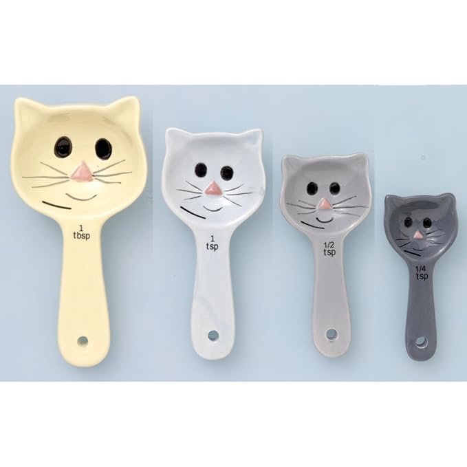 Bits and Pieces - Ceramic Cat Measuring Spoons - Set of Four Novelty ...