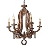 Lovedima Rustic Cottage Chic Sculpted Wooden Chandelier, 6-Light ...