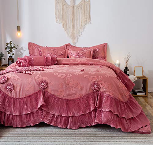 Buy Tache 6 Piece Fancy Victorian Pink Royal Dreams Ruffled Comforter ...