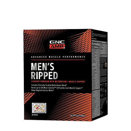 GNC AMP Mens Ripped Vitapak Program, 30 Packs, with Metabolism and ...