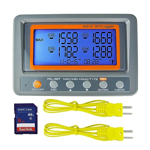 K Type Thermometer Data Logger Digital 4 Channels Thermocouple ...