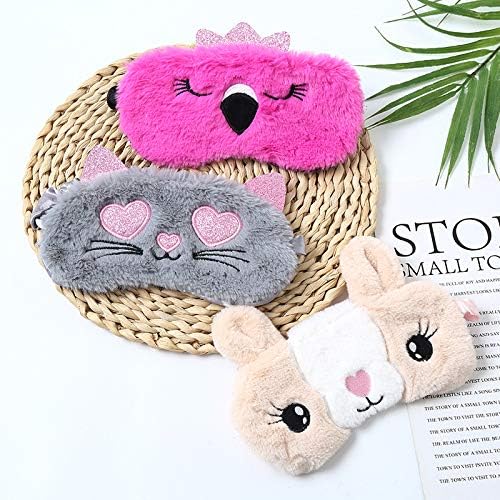 Laahoem Animal Sleep Eye Mask Cute Funny 3D Soft Fluffy Cartoon Eye ...