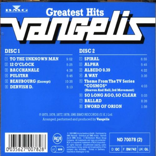 Disco de Vangelis: «Vangelis - Greatest Hits»