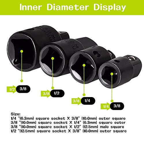 OSOF 12Pcs/Pack Impact Adapter and Reducer Set, Hex Shank Impact Socket ...