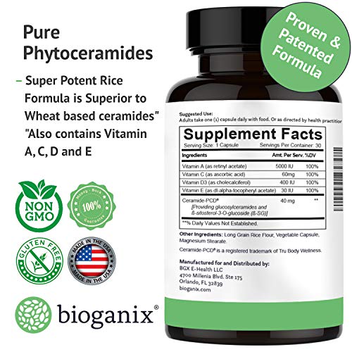 Bioganix Anti-Aging Supplement with Phytoceramides and Vitamin A, C, D ...