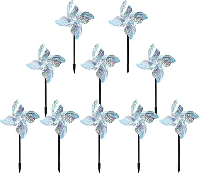 Mageloly 10 Pack Bird Scare Pinwheels Devices, Bird Reflective ...
