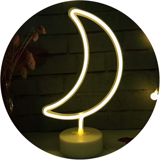 Amazon.com: Decorative Crescent Moon Neon Sign-LED Neon Light Moon ...