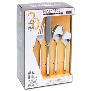 Amazon.com | Hampton Forge Ritz Satin 20-Piece Flatware Set, Service ...