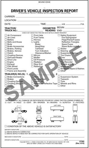 Amazon.com : Detailed Driver's Vehicle Inspection Report with Tractor ...
