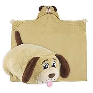 Amazon.com: Comfy Critters Kids Huggable Hooded Blanket - Dog - The ...