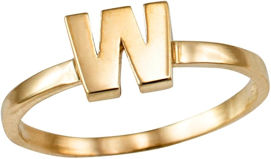 Amazon.com: LA BLINGZ 14K Polished Yellow Gold Initial Letter W ...