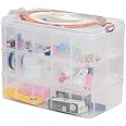 Amazon.com: DJUNXYAN 3-Tier 30 Sections Transparent Stackable Adjustable Compartment Slot ...