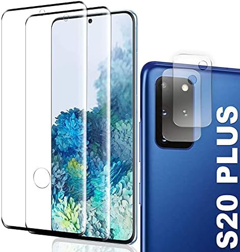 [2+2 Pack] Galaxy S20 Plus Tempered Glass Screen Protector + Camera Lens Protectors, Anti ...