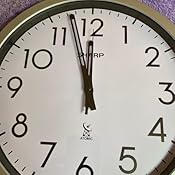 Amazon.com: Sharp Atomic Analog Wall Clock - 12" Silver Brushed Finish - Sets Automatically ...