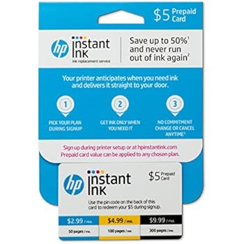 Amazon.com: HP Instant Ink 5 dollar Prepaid Card, use to enroll in 50 ...