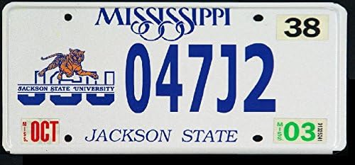 Amazon.com: Mississippi State License Plate Jackson State University ...