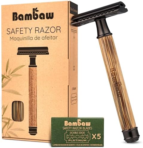 Bambaw Single Blade Razors for Men & Women, Bamboo Razor with 5 Blades ...