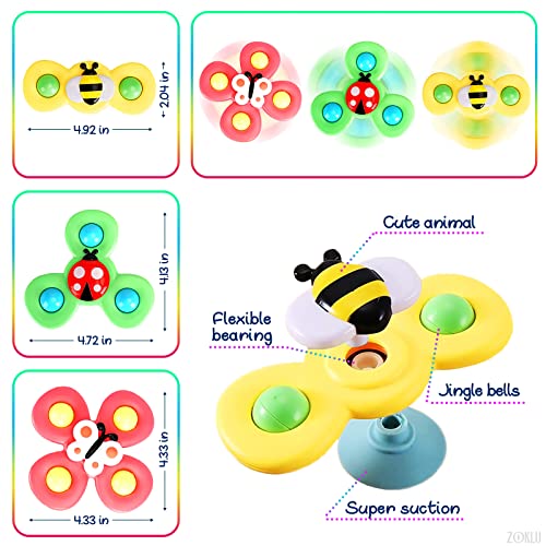 3Pcs Suction Toys for Toddlers - Suction Fidget Spinner for Baby Bath ...