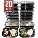 Amazon.com: [20 Pack] 32 Oz. 2 Compartment Food Containers Durable BPA ...