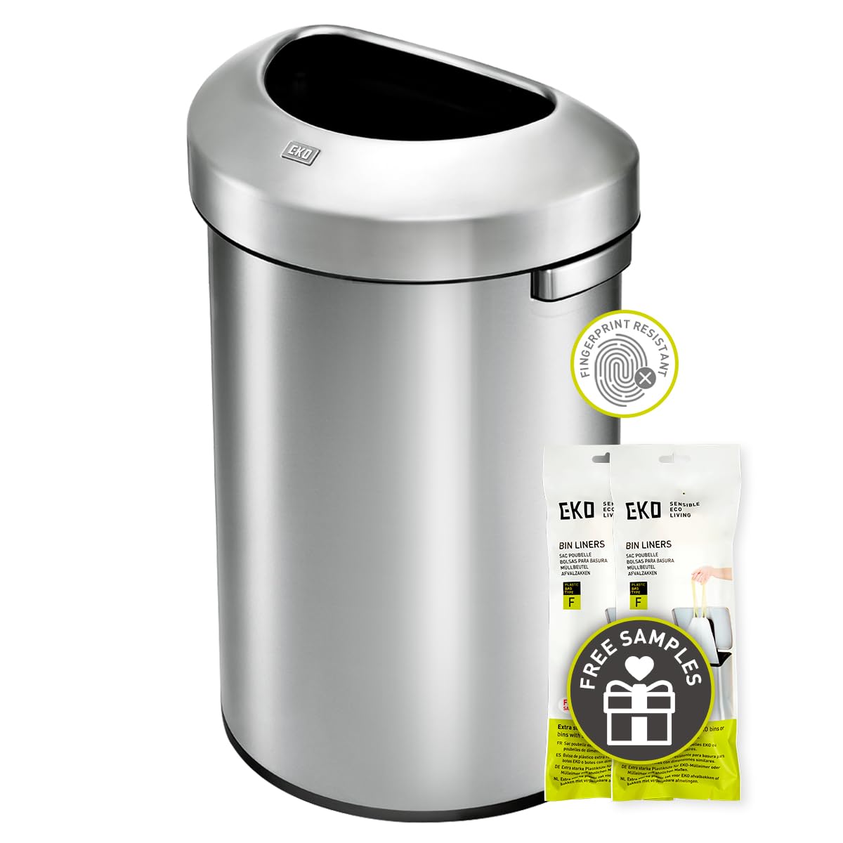 Mua EKO Urban 16 Gallon Semi-Round Open Top Waste Bin, Stainless Steel ...