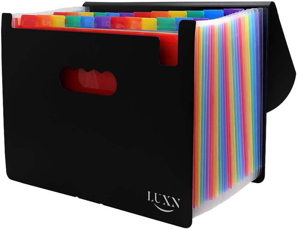 LUXN File Organiser 24 Pockets Expanding File Folder with Lid and ...