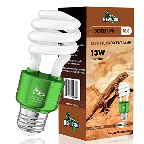 repilogi UVB Reptile Light 10.0 13 Watt - UVA UVB Bulb for All Desert ...