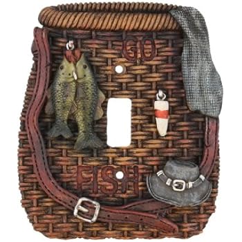 Fishing Electrical Outlet Cover Plate - Duplex Receptacle Wicker Creel ...