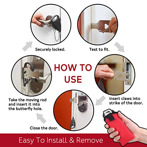 Lightweight Portable Door Lock, Travel Lock, School Lockdown, Temporary ...