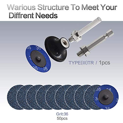 NYXCL Miroku 50Pcs P36 2-inch Quick Change Discs Set, Zirconia Sanding ...